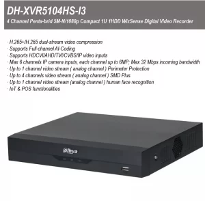 Dahua XVR5104HS-I3 4CH XVR - 1st Solution